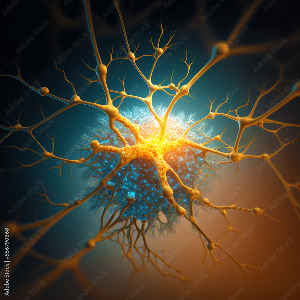 Generative Ai creative neuron cell illustration Stock Illustration ...