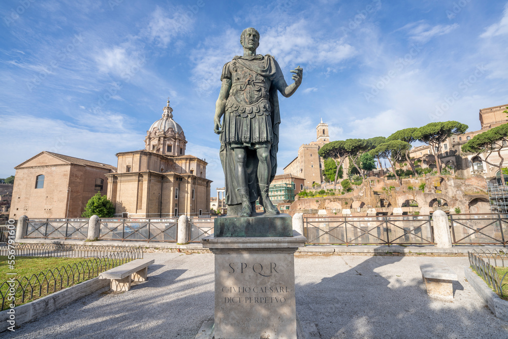 Close-up of Statua di Cesare (Statue of Julius Caesar) in front of ...