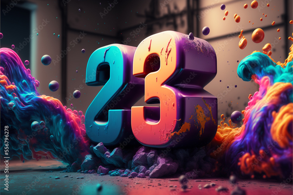 23 3d rendered letters colorful splash design Stock Illustration ...