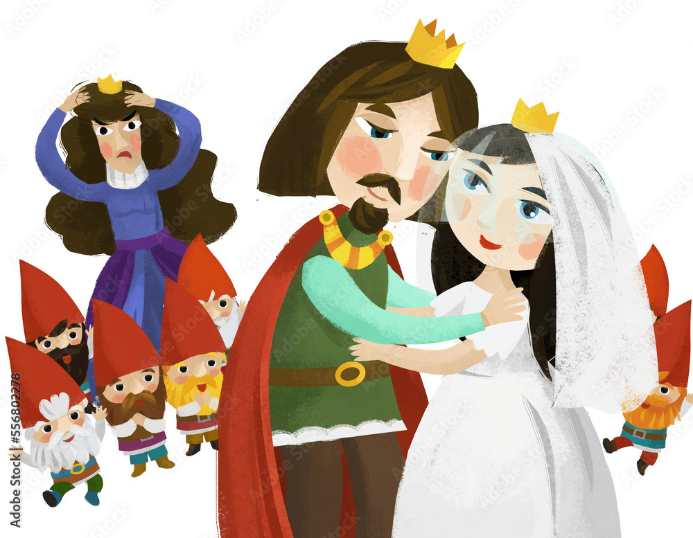 cartoon husband and wife king and queen illustration Stock Illustration ...