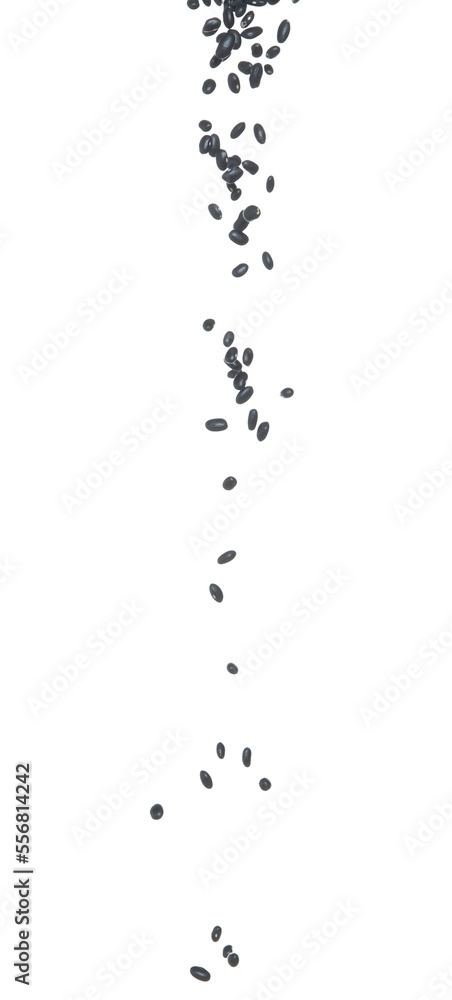 Black Bean flying explosion, black grain beans explode abstract cloud ...
