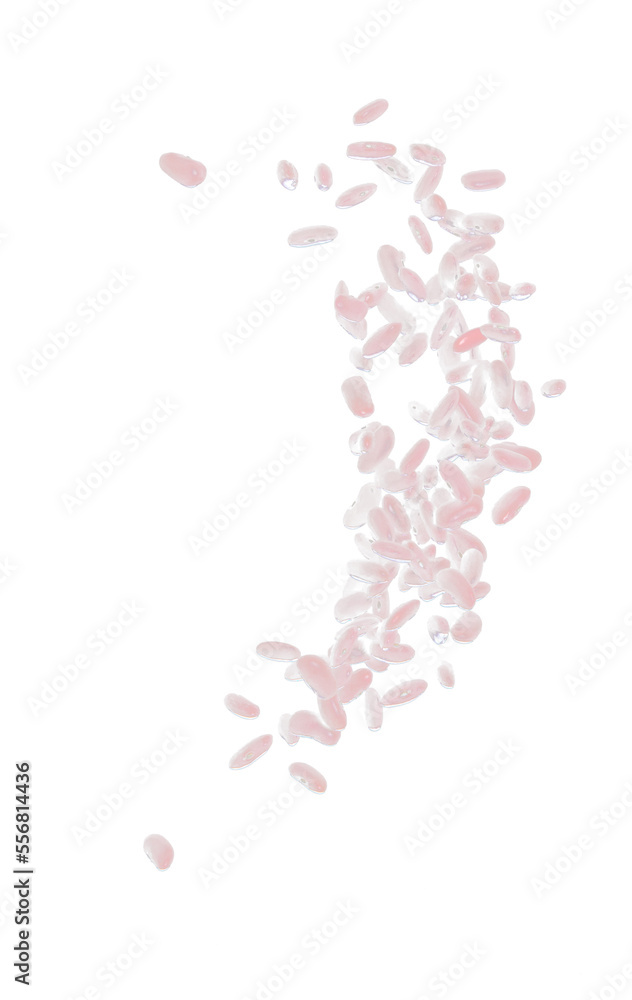 Red Bean flying explosion, red grain beans explode abstract cloud fly ...