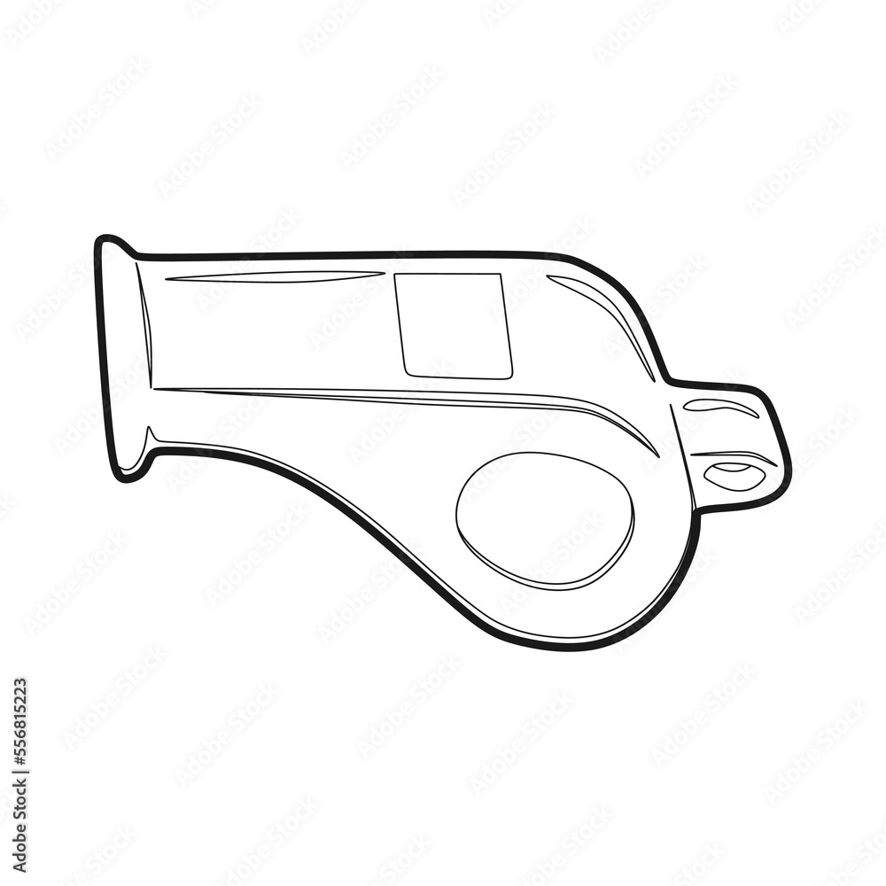 Referee whistle outline vector illustration, in trendy design style ...