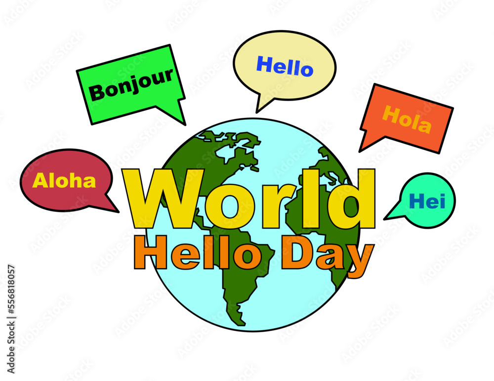 World Hello Day. Speech bubbles with greetings in different languages ...