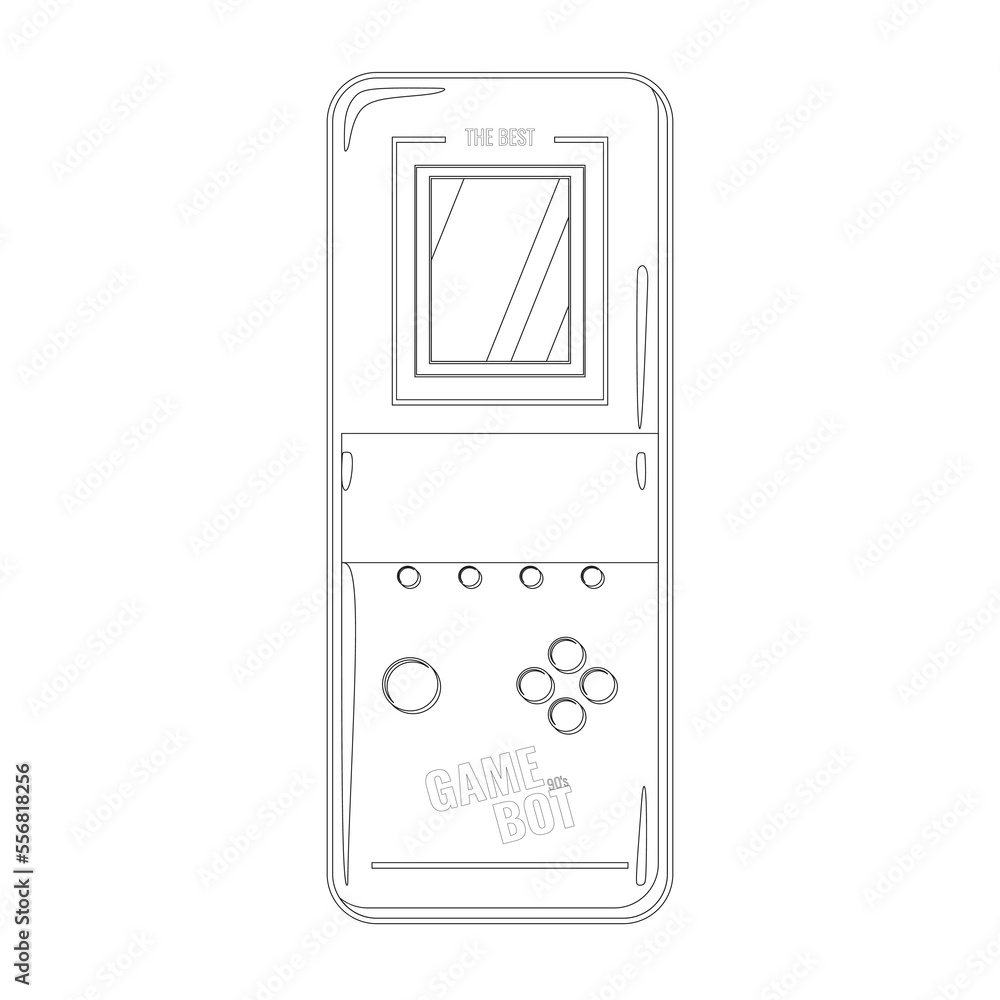 Retro Game Console Outline Vector. Sketch ready for coloring. Old style ...