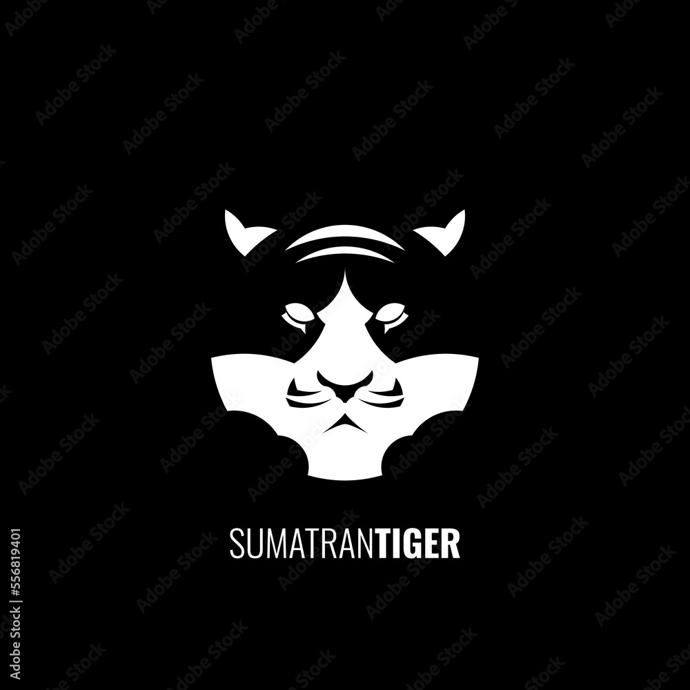Sumatran Tiger Head logo in trendy design style. Editable and suitable ...