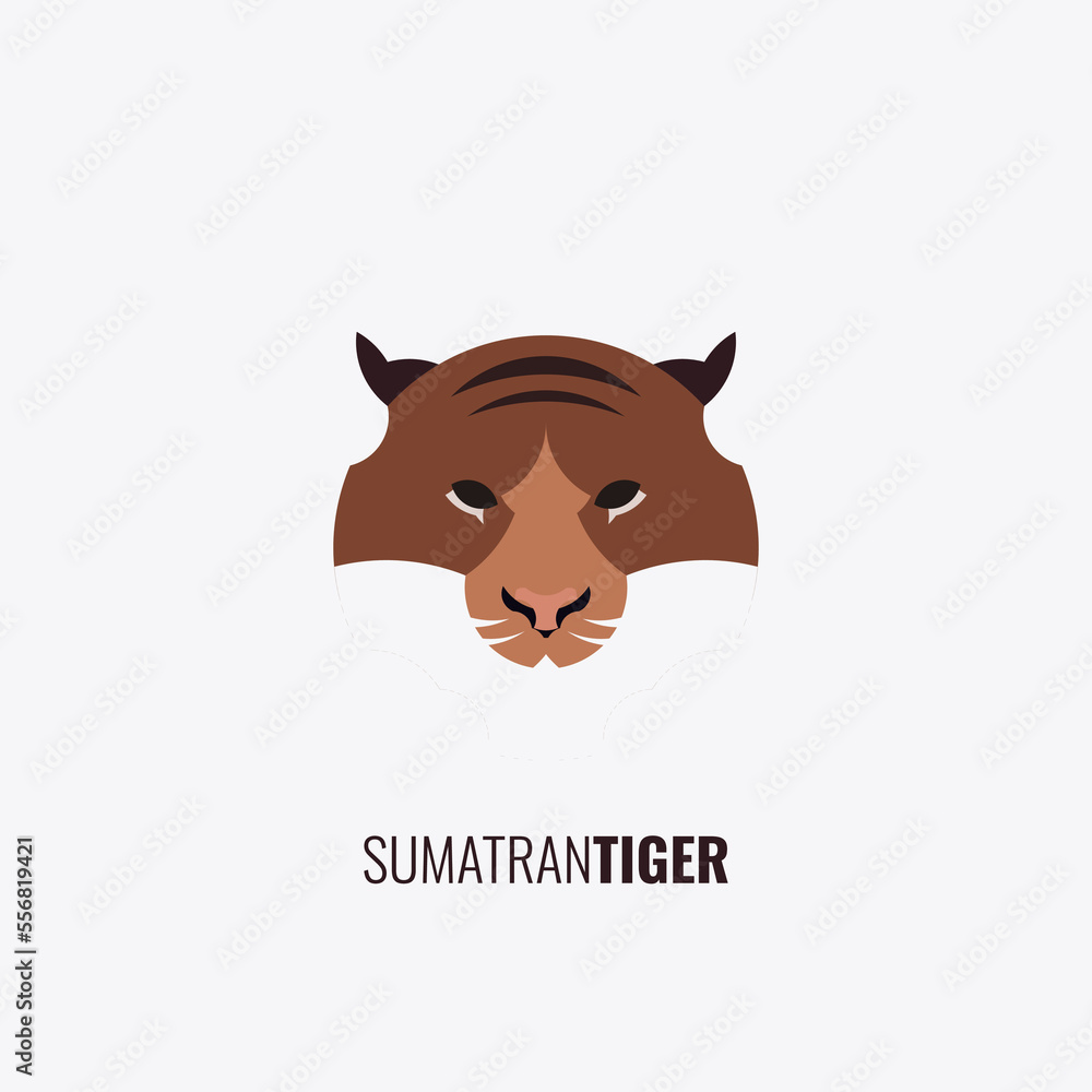 Sumatran Tiger Head logo in trendy design style. Editable and suitable ...