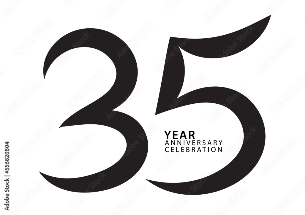 Vetor de 35 year anniversary celebration black color logotype vector ...