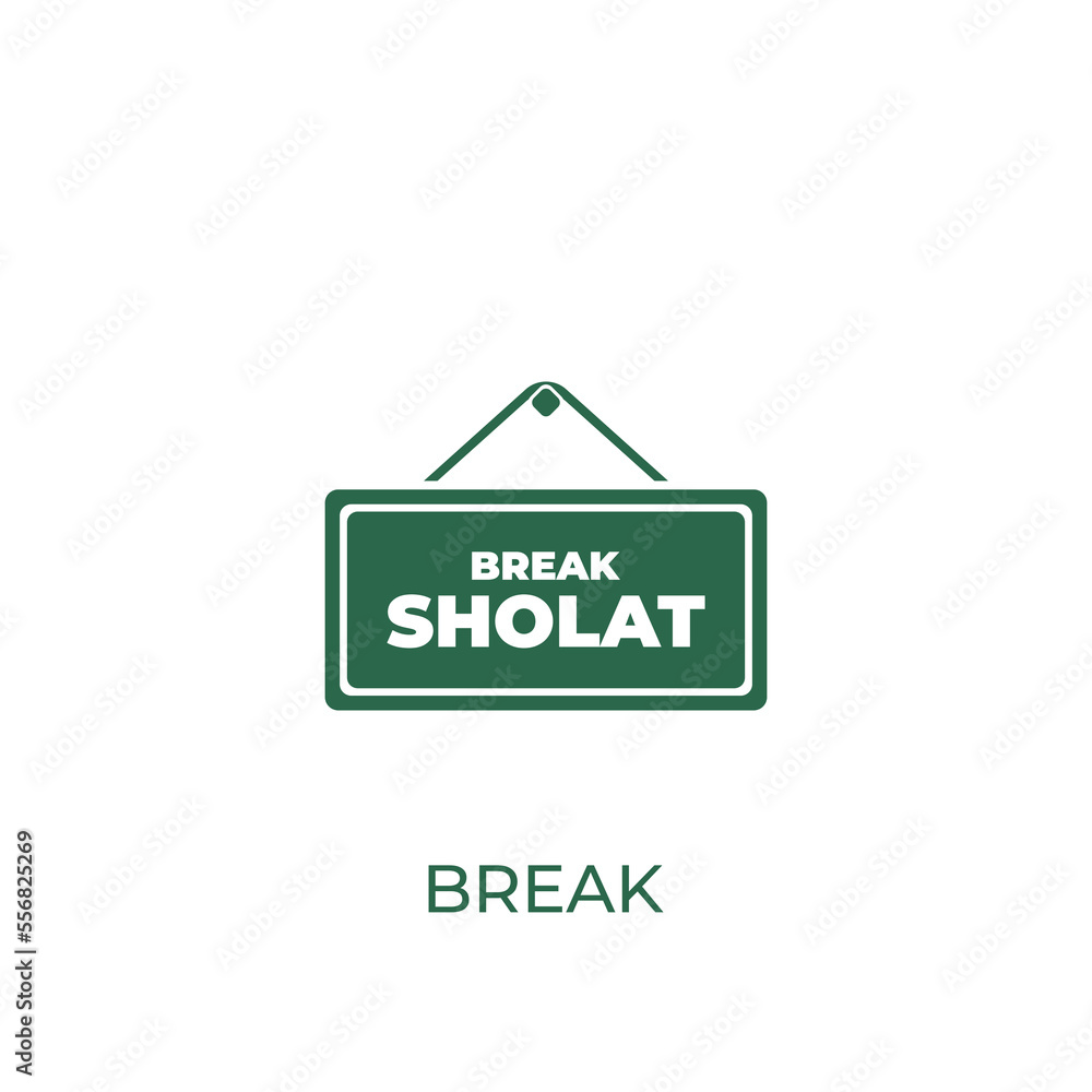 Vector illustration, prayer break sign concept icon or break sholat ...