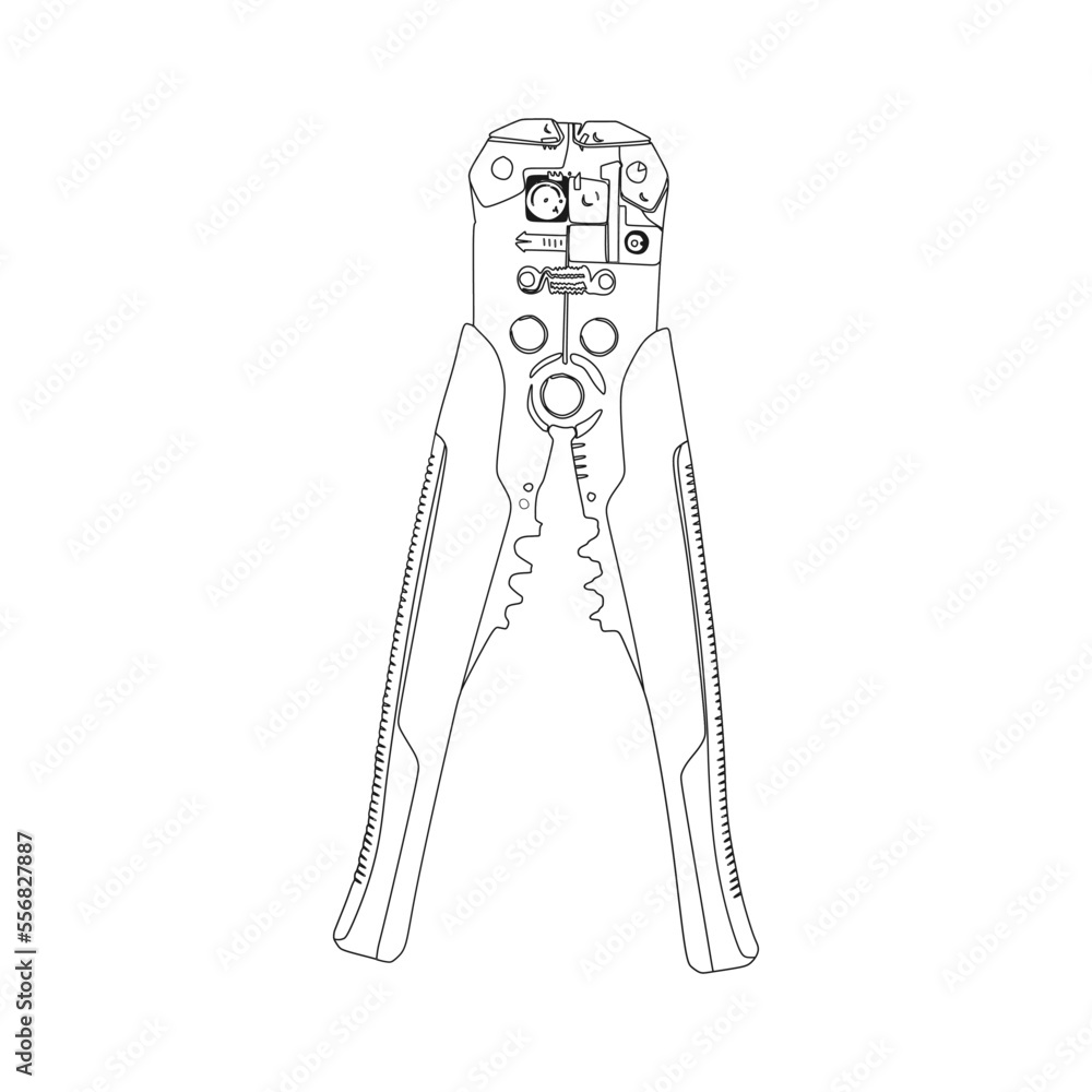 vector illustration, yellow handle crimping pliers silhouette and ...