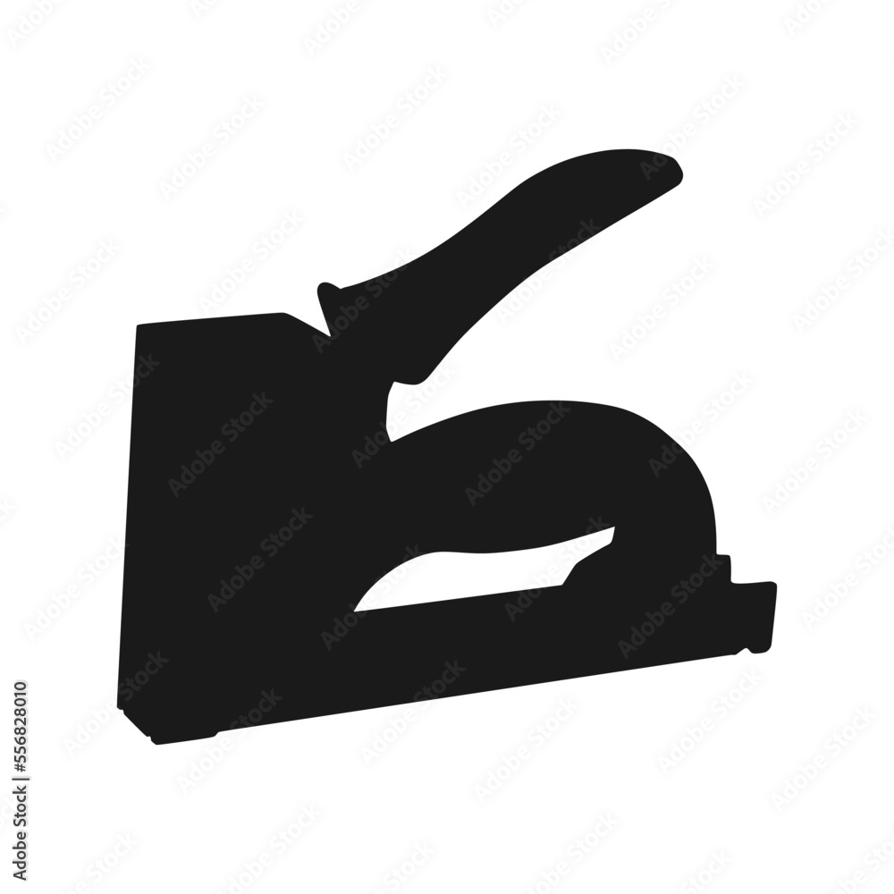 vector illustration, staple gun silhouette and sketch on white ...