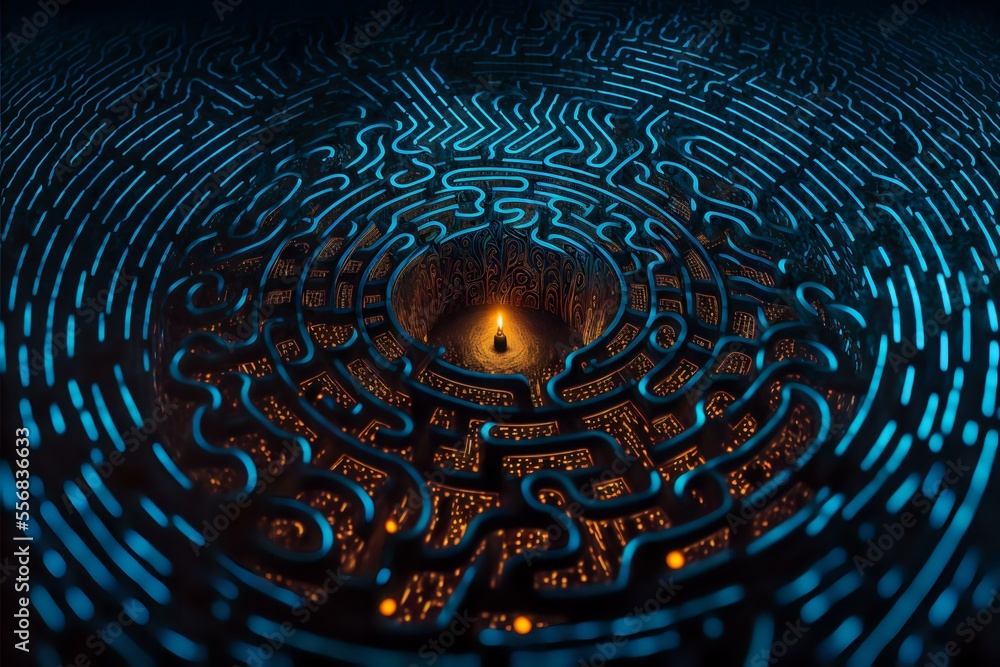 maze with psychic waves emanating from the centre, REALISTIC (AI ...