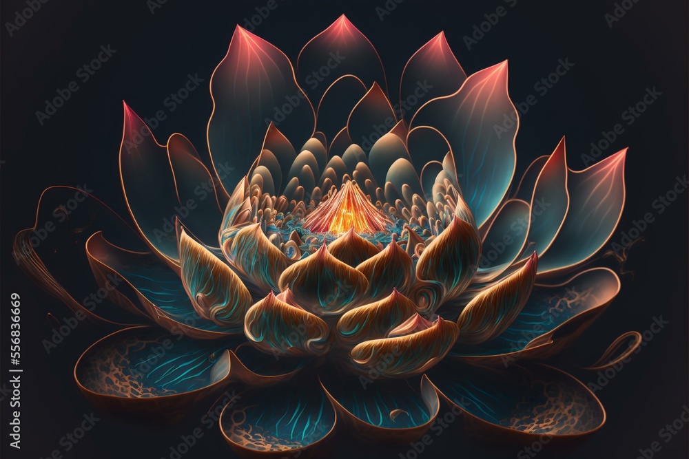 lotus flower with psychic waves emanating from the centre, REALISTIC ...