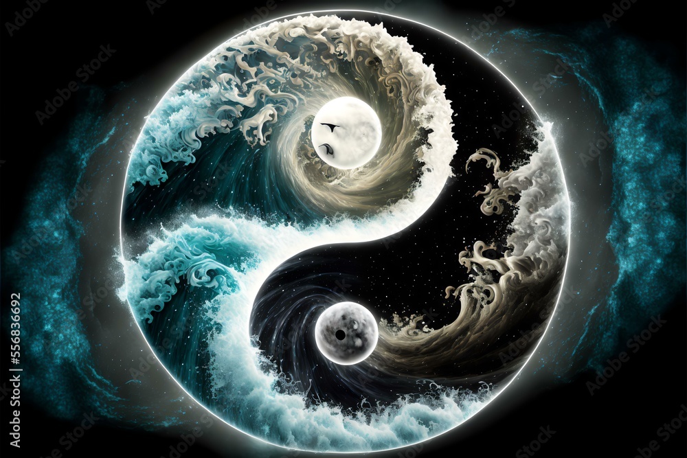 ภาพประกอบสต็อก yin yang symbol with psychic waves emanating from the ...