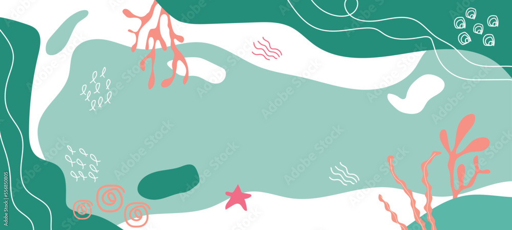 Beautiful sea underwater background. Marine sea bottom with underwater ...