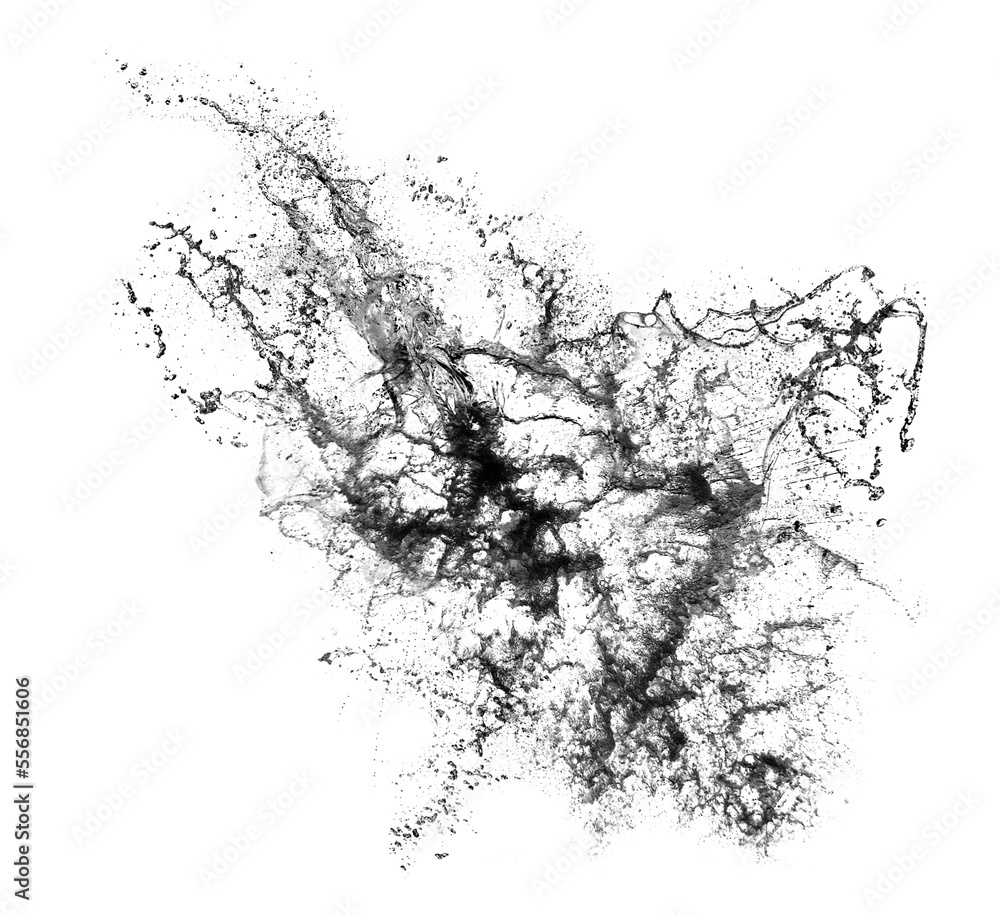 Black water splash isolated on transparent background. Royalty high ...