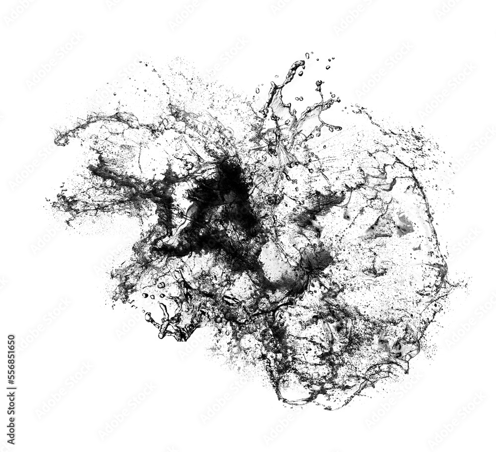 Fotografia do Stock: Black water splash isolated on transparent ...