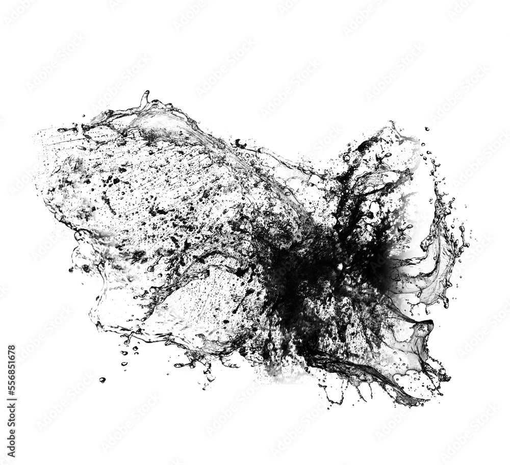 Black water splash isolated on transparent background. Royalty high ...