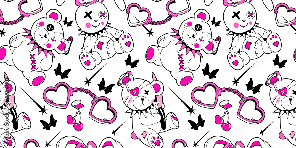 Emo wallpaper with crue teddy bears, ragged, wired spoiled rabbits ...