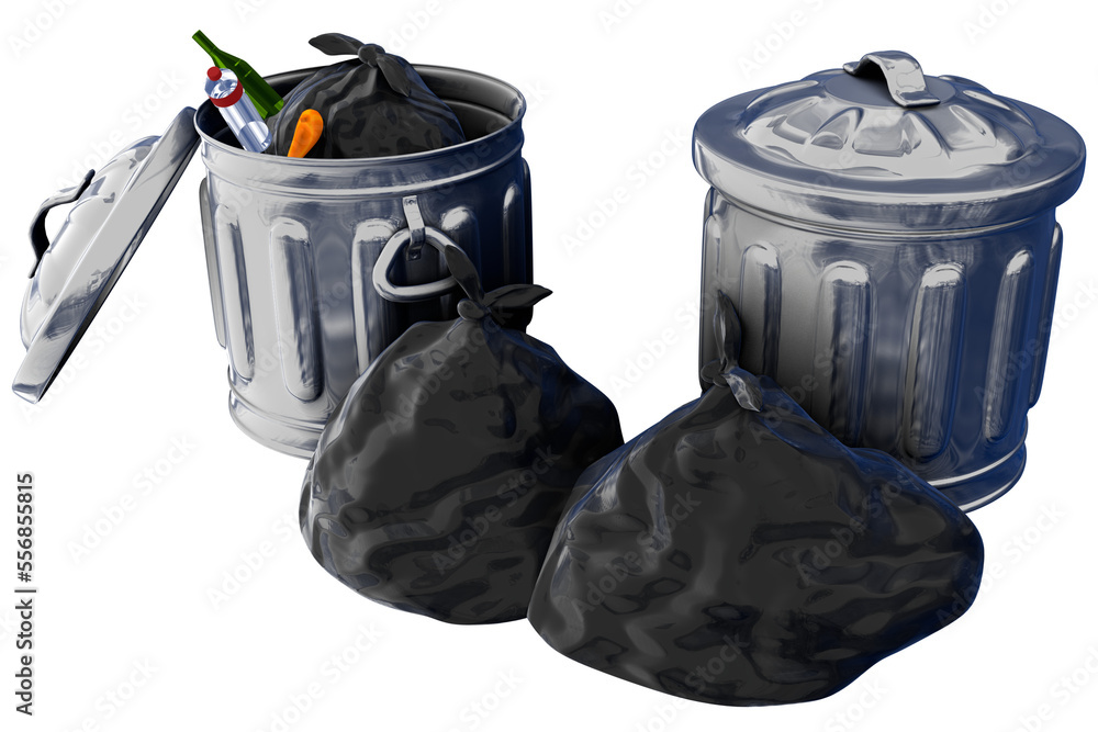 Cartoon Trash Cans Stock Illustration | Adobe Stock