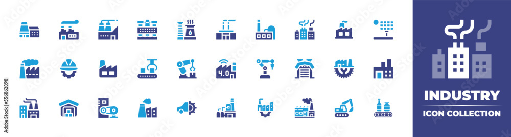 Industry icon collection. Duotone color. Vector illustration ...