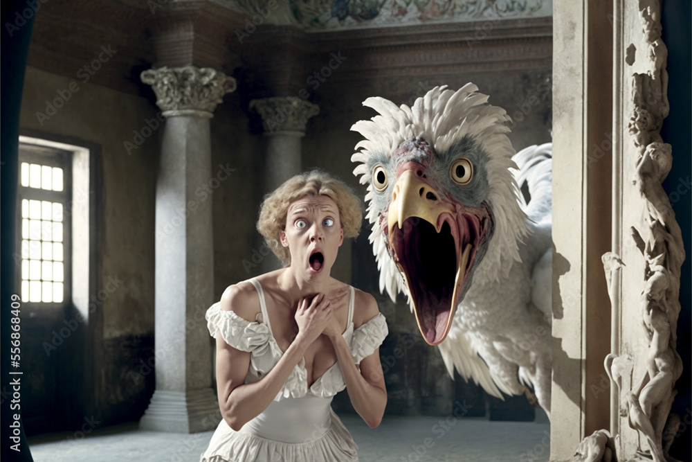 Photo & Art Print A House Maid and her Giant Chicken are Outraged , AI ...