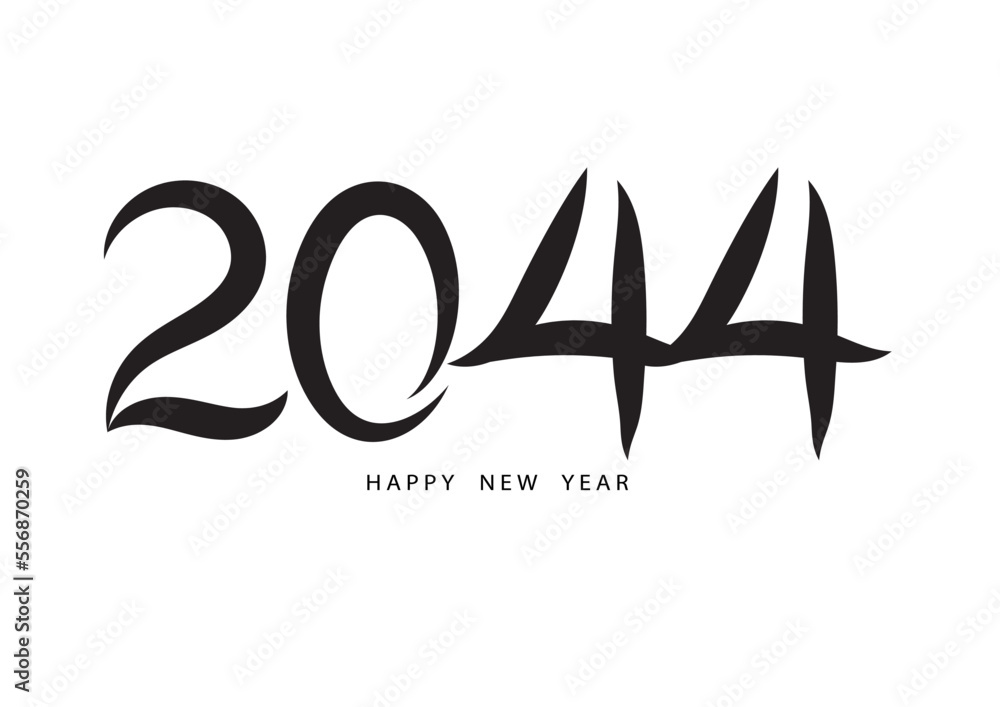 2044 happy new year black color vector, 2044 number design, 2044 year ...