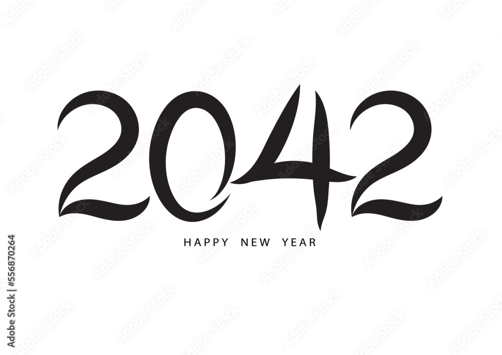 2042 happy new year black color vector, 2042 number design, 2042 year ...