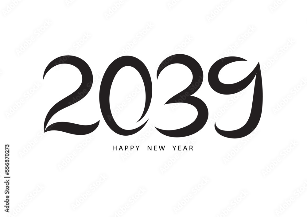 2039 happy new year black color vector, 2039 number design, 2039 year ...
