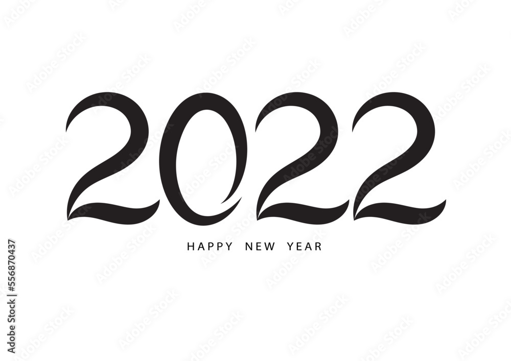 2022 happy new year black color vector, 2022 number design, 2022 year ...