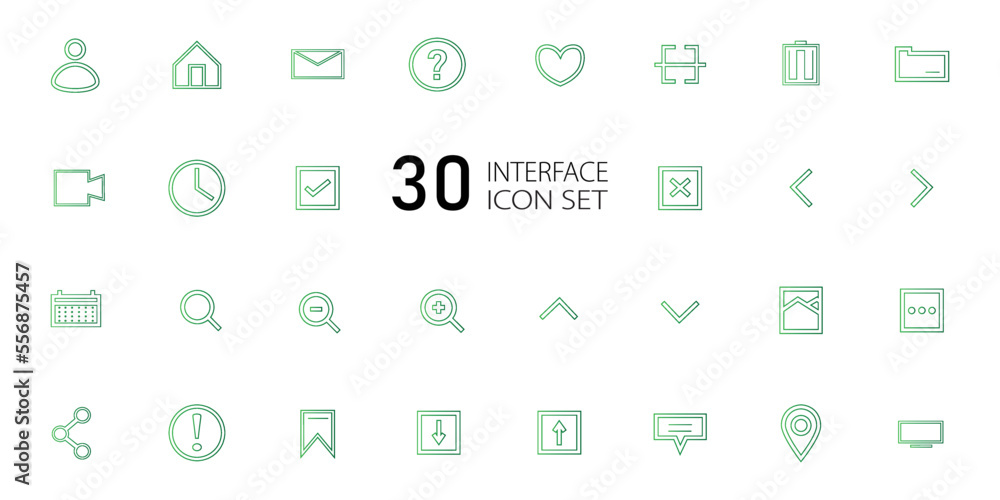 A set of green gradient vector icons,The collection includes 30 icons ...