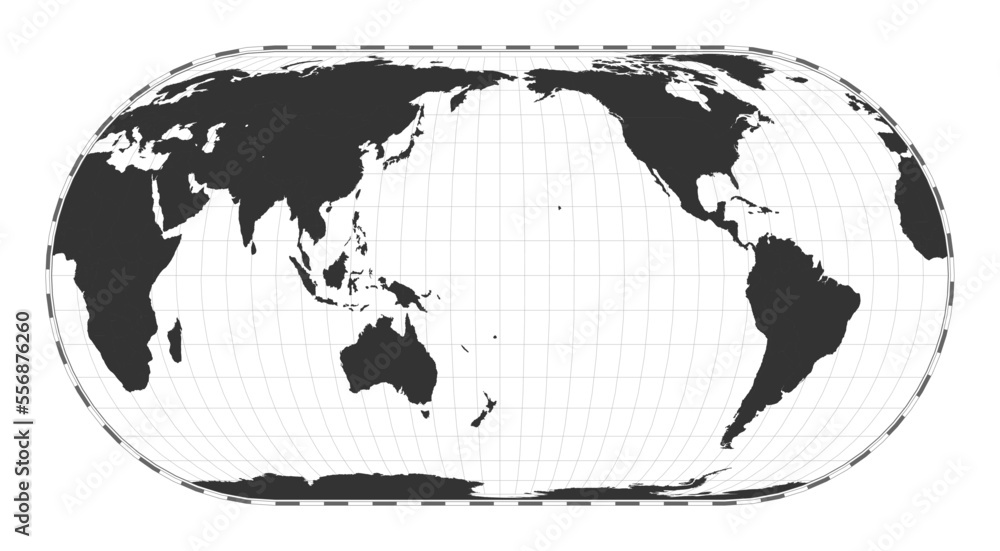 Vector world map. Eckert IV projection. Plain world geographical map ...