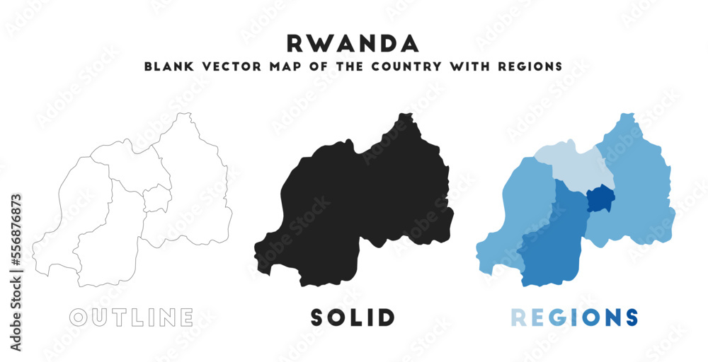 Rwanda map. Borders of Rwanda for your infographic. Vector country ...