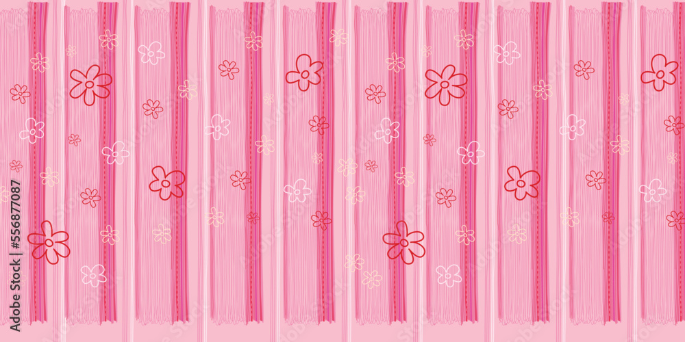 cute little flower pink line sugar barbie background vector decoration ...