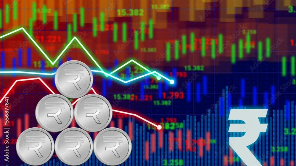 rupee value, rate, stock, information and changing diagram animation ...