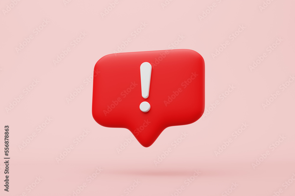 3D exclamation mark symbols isolate on pink background. 3d exclamation ...