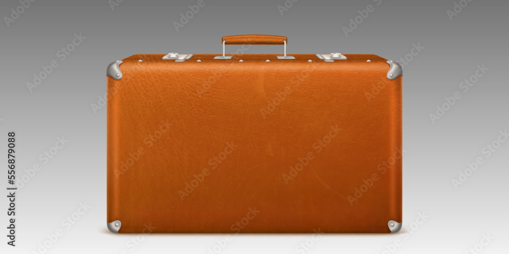 Vintage suitcase, briefcase for luggage in travel and trip. Closed ...