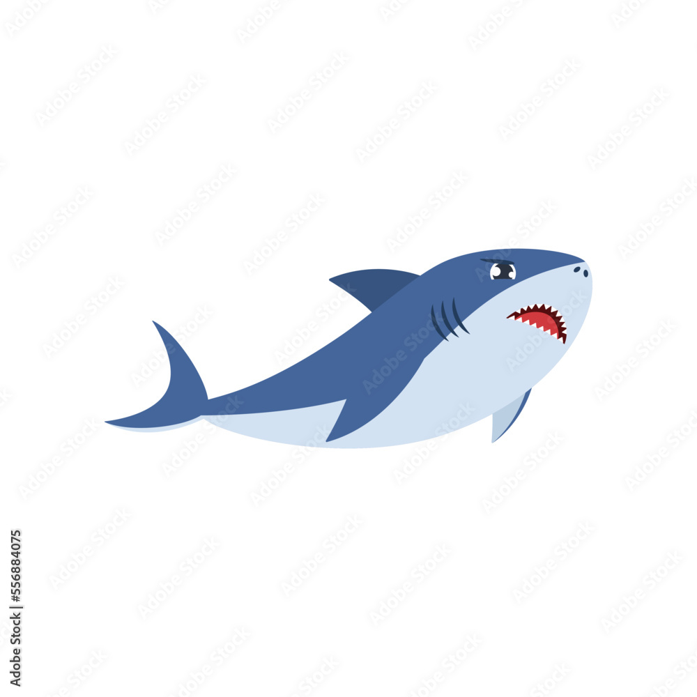 Cute shark being furious cartoon illustration. Baby underwater angry ...