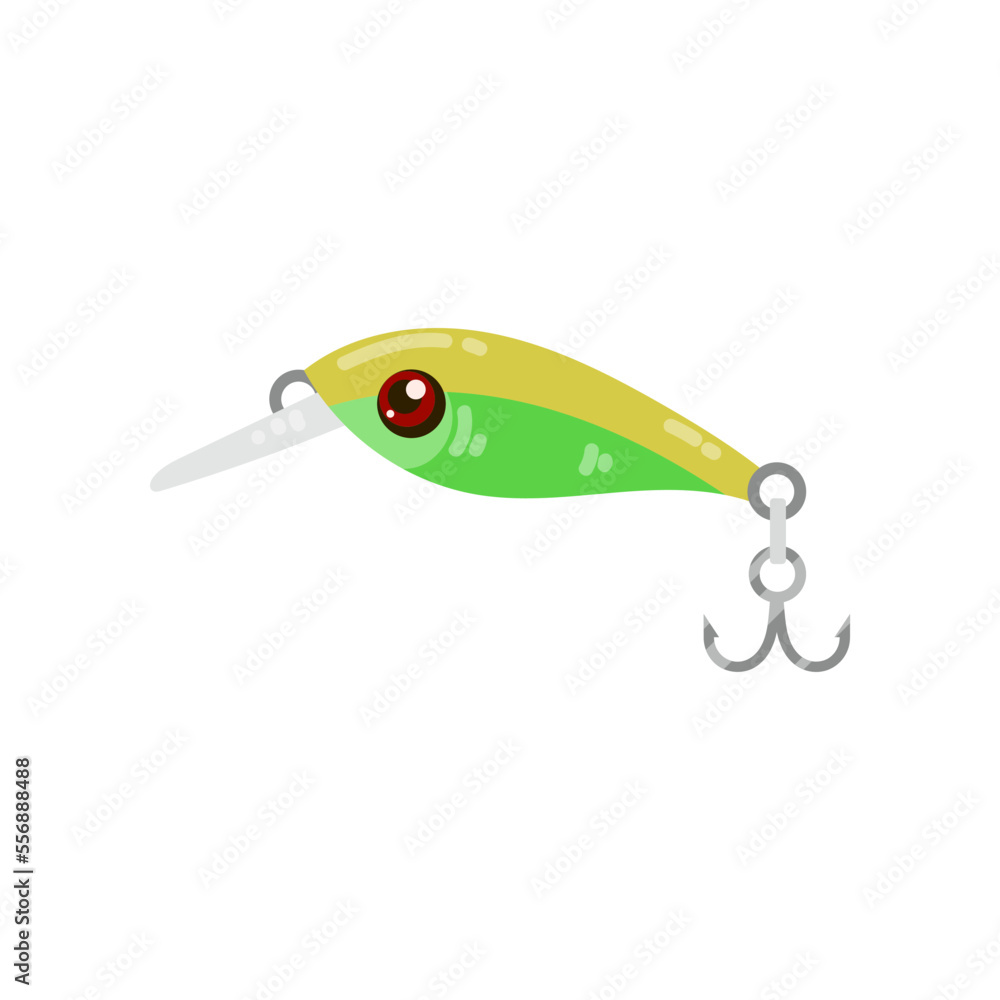 Green fishing bait in shape of fish cartoon illustration. Cartoon ...