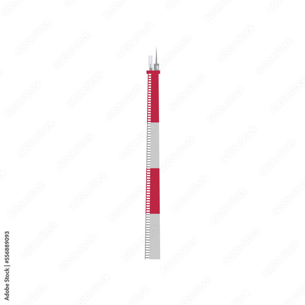 Radio and network signal station. Red and white radio tower cartoon ...