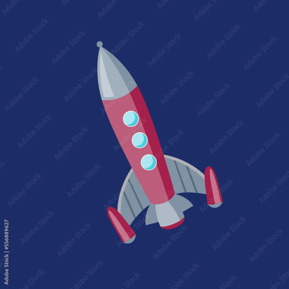 Red shuttle in space cartoon illustration. Cartoon drawing of rocket on ...