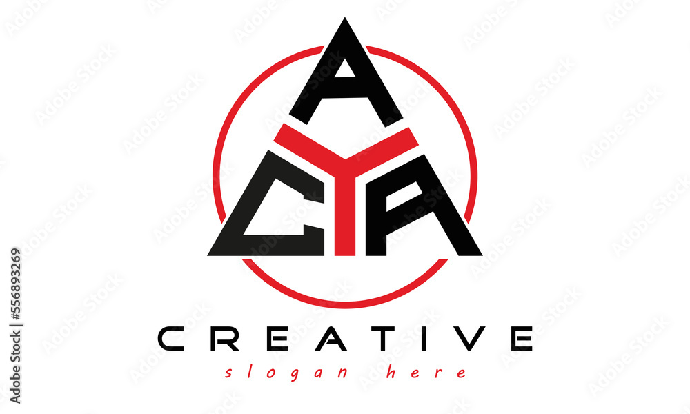 CAA three letter creative triangle shape in circle logo design vector template. typography logo ...