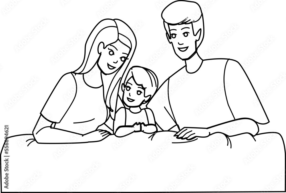 family smiling line pencil drawing vector. happy fun, man father, woman ...