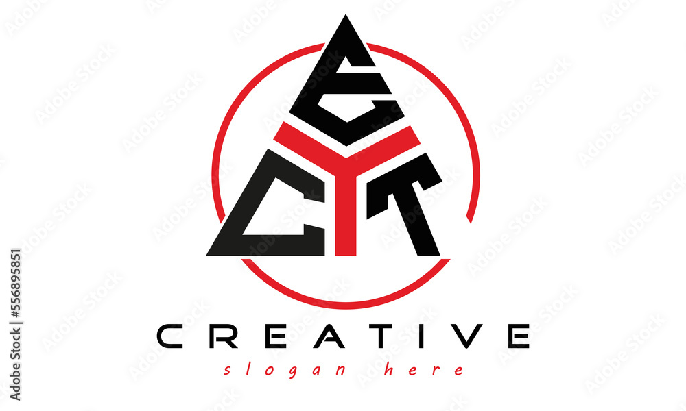 CET three letter creative triangle shape in circle logo design vector ...