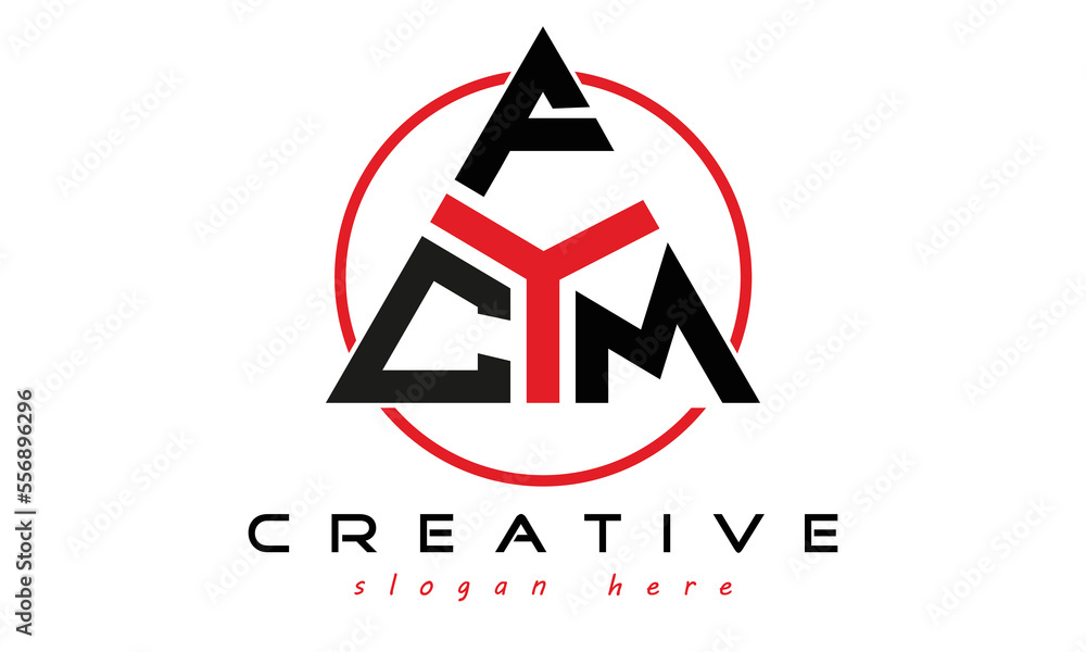 CFM three letter creative triangle shape in circle logo design vector ...
