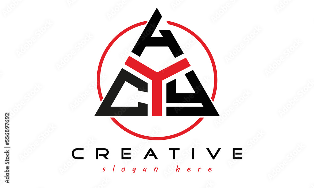 CHY three letter creative triangle shape in circle logo design vector ...