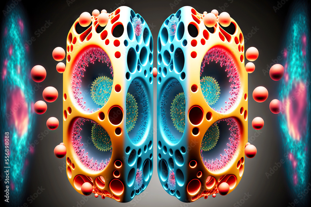 Complex microbiological process of cell division with formation of two ...