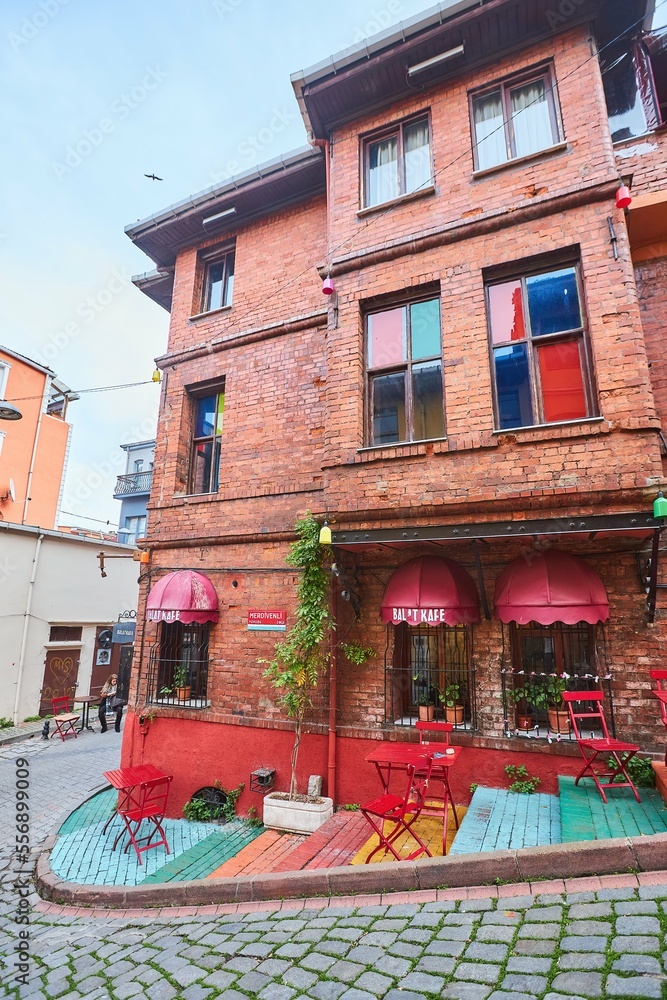 ISTANBUL, TURKEY - November 28, 2021: The old district in the center of ...