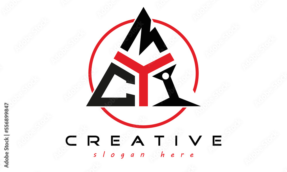 CMI three letter creative triangle shape in circle logo design vector ...