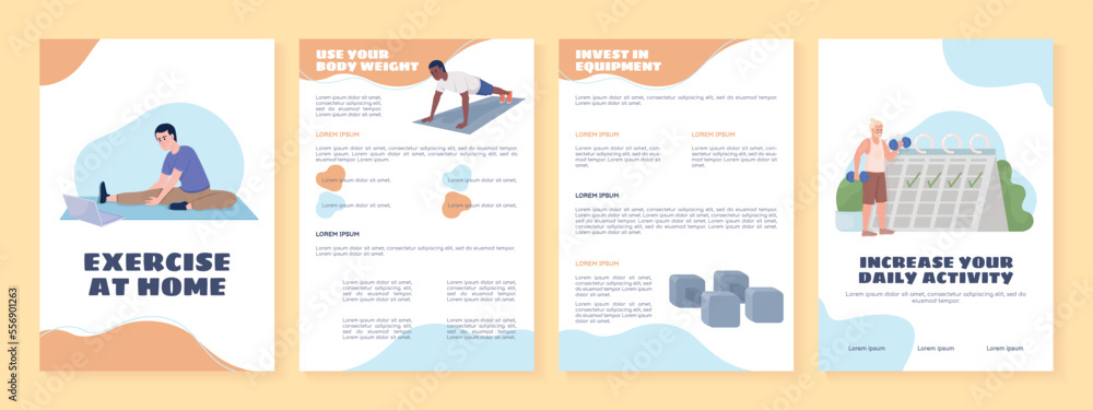 Home training flat vector brochure template. Sport booklet, leaflet ...